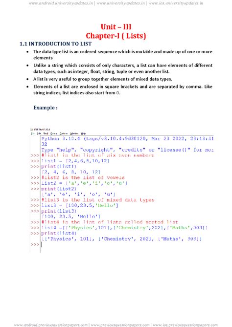 Unit III Python Notes B Sc 1st Year 2nd Semester Data Science
