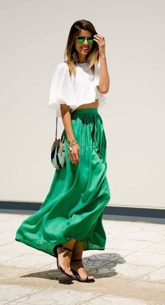 Green Pleated Maxi Skirt Outfits 5 Ideas And Outfits Lookastic