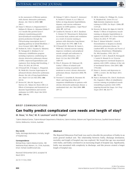 Pdf Can Frailty Predict Complicated Care Needs And Length Of Stay