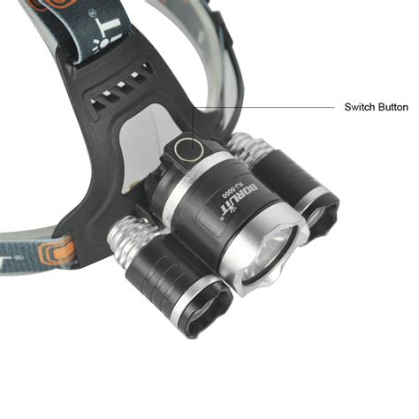 BORUiT RJ 5000 XML T6 R2 12000LM Headlight 4 Mode Headlamp Power Bank Head Torch Hunting Camping