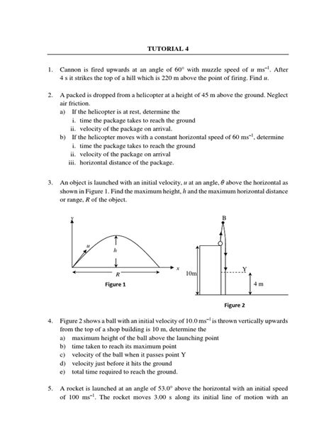 Tutorial 4 Download Free Pdf Projectiles Velocity