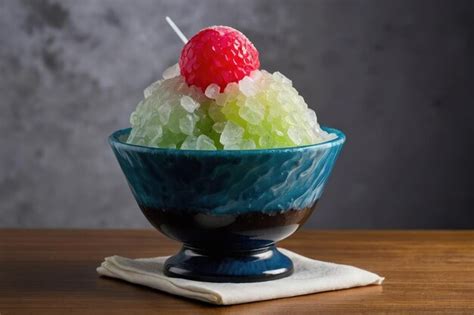 Colorful Shaved Ice Dessert In A Bowl Premium Ai Generated Image