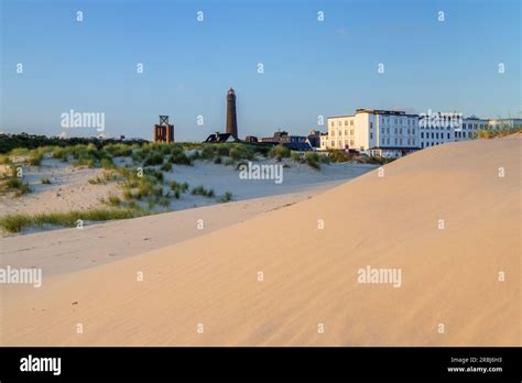 Dunes New Lighthouse And Houses Borkum Island Lower Saxony Germany