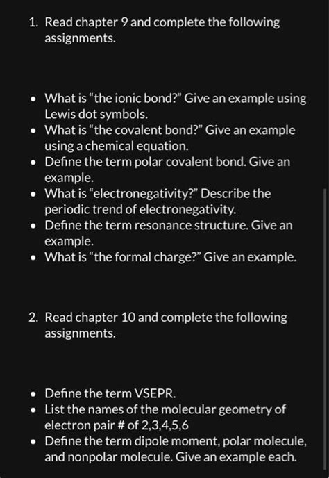 solved 1 read chapter 9 and complete the following