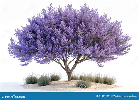 Aromatic Lavender Tree With Purple Flowers On White For Perfect Dicut