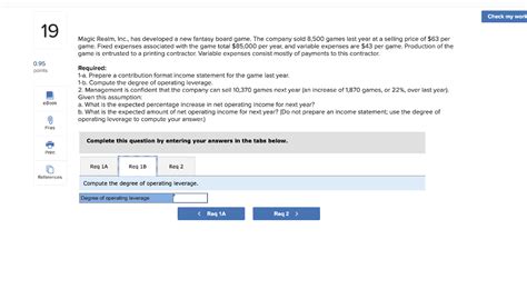 solved check my work 19 exercise 6 15 operating leverage
