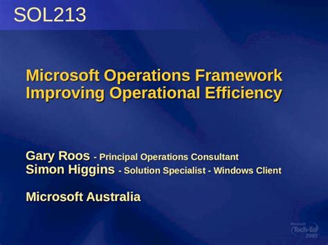 Ppt Microsoft Operations Framework Improving Operational Efficiency