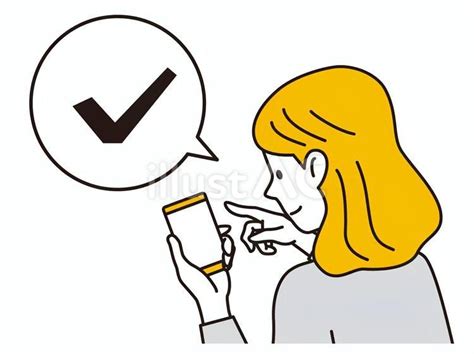 スマホでチェックマークをつける女性イラスト No 24703071｜無料イラスト・フリー素材なら「イラストac」