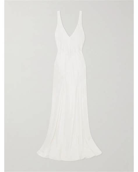 Olivia Von Halle Paloma Open Back Silk Satin Gown In White Lyst