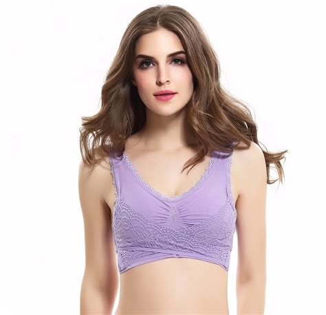 Comfortable Sports Bra Lace Women Padded Up Wireless Front Buckle Yoga