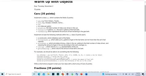 70 Points Cars 35 Points Implement A Class Car Chegg