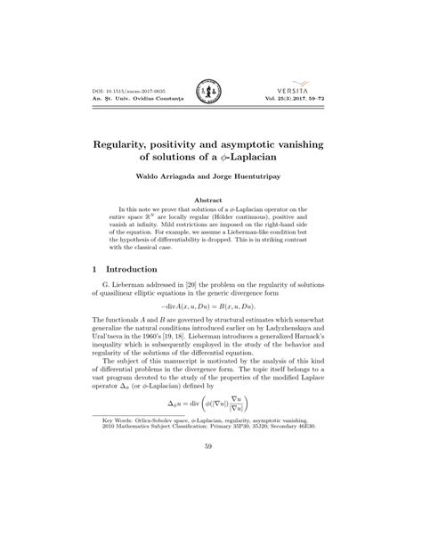 pdf regularity positivity and asymptotic vanishing of solutions of a