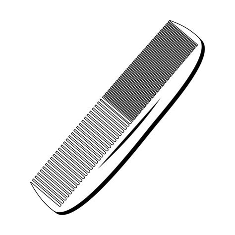 머리카락이라고 적힌 빗의 흑백 그림 프리미엄 벡터