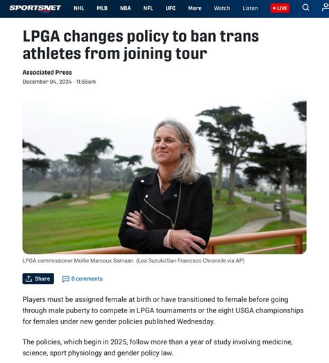 Starting 2025 Lpga And Usga Ban Transgender Athlet Deepnewz