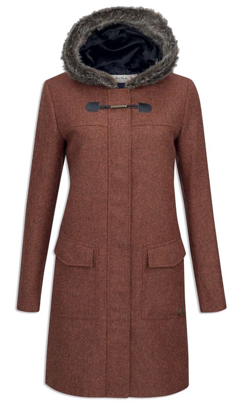 Jack Murphy Meredith Tweed Duffle Coat Burnt Orange Hollands