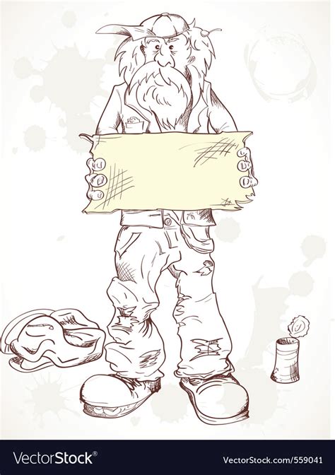 Beggar With A Sign Royalty Free Vector Image Vectorstock