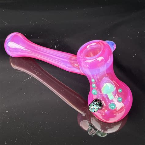 Island Sunset Mushroom Hammer Bubbler W Cropal Marble Tako Glass