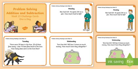 Addition And Subtraction Problem Solving Challenge Cards