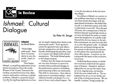 The Systems Thinker Ishmael Cultural Dialogue The Systems Thinker