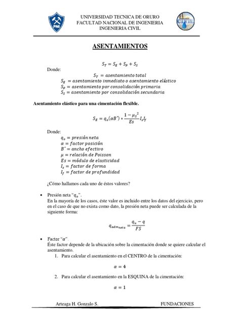 Asentamientos Pdf Fundación Ingeniería Ingeniería Mecánica