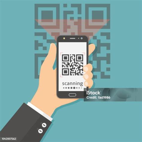 휴대폰으로 qr 코드를 스캔 평면 벡터 일러스트 레이 션 개념 qr코드에 대한 스톡 벡터 아트 및 기타 이미지 qr코드