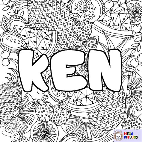 Coloración del nombre KEN decorado mandala de frutas Mega Dibujos