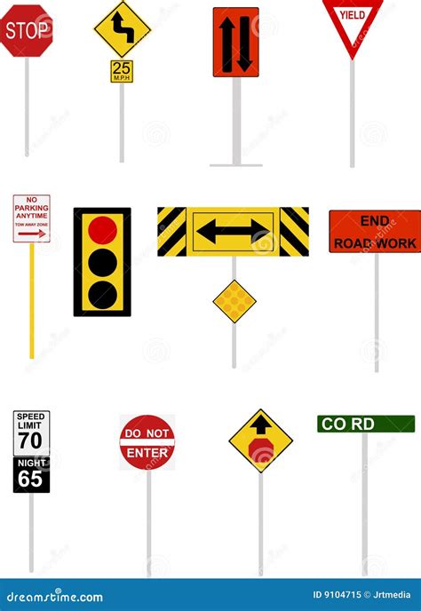 Illustrated Road Signs Stock Vector Illustration Of Computer 9104715