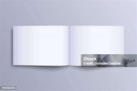 벡터 삽화 회색 배경에 빈 A4 풍경 브로셔 모형 사실적인 벡터 0명에 대한 스톡 벡터 아트 및 기타 이미지 0명 가리기