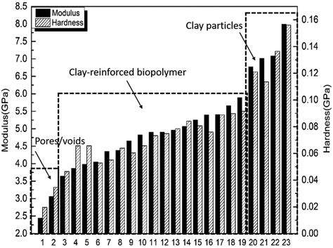 Variation In Modulus And Hardness Of The Clay Reinforced Biopolymer