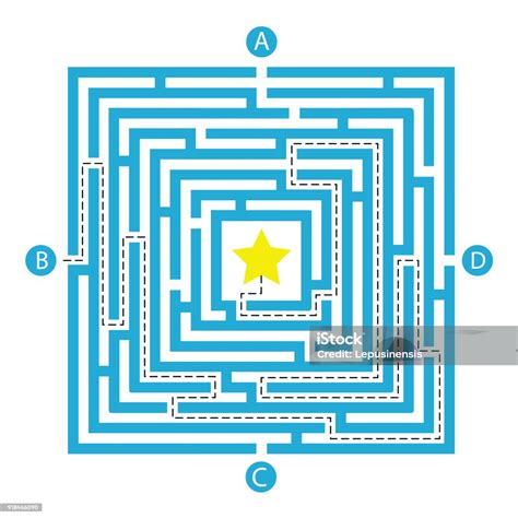 미로 모양 디자인 요소입니다 4 개의 입구 하나의 대상 고가 하나의 올바른 방법으로 많은 경로 교착 상태를 그러나 개념에 대한