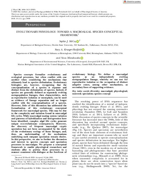 Pdf Evolutionary Phycology Toward A Macroalgal Species Conceptual