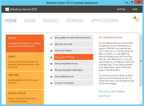 Setting Up Windows Server 2012 Essentials Server Backup