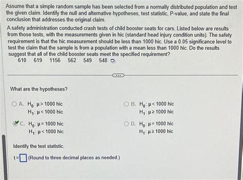 solved assume that a simple random sample has been selected from a