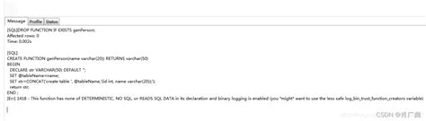 1418 This Function Has None Of Deterministic No Sql Or Reads Sql Data In Csdn博客