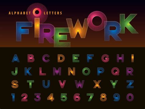 Premium Vector Vector Of Firework Alphabet Letters And Numbers