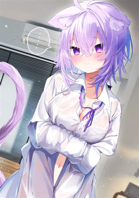 Kamioka Shun Ya Nekomata Okayu Nekomata Okayu Oversized Shirt Hololive Commentary Request