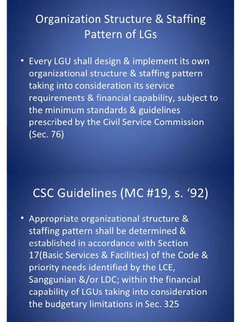 Organization Structure And Staffing Pattern Of Lgus Pdf