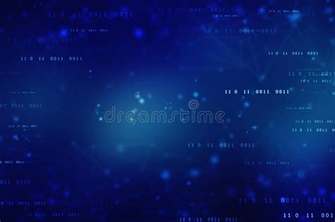 Flowing Number One And Zero Text In Binary Code Format In Technology Background Stock