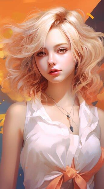 Premium Ai Image Anime Character Girl With Blowing Hairs On Orange