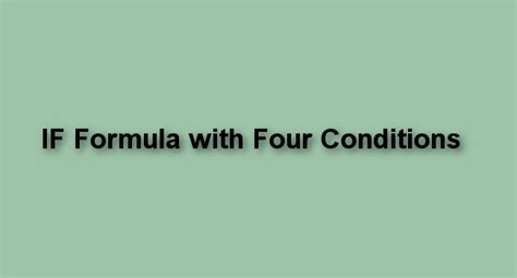 If Formula With Four Conditions Basic Excel Tutorial