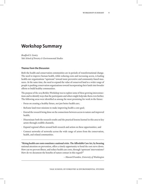 Workshop Summary