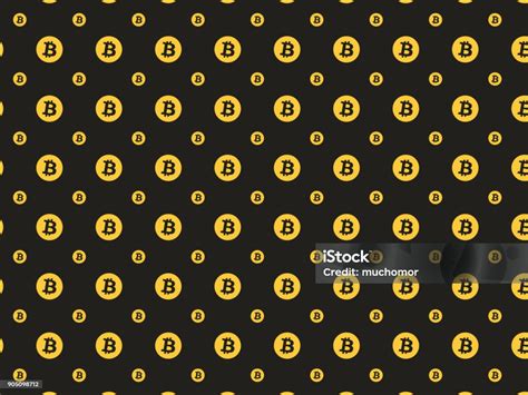 검은 배경 벡터 일러스트 레이 션에 Bitcoin의 간단한 패턴 금 기호 0명에 대한 스톡 벡터 아트 및 기타 이미지 0명