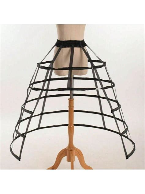 Women 5 Hoops Crinoline Hoop Cage Skirt Pannier Bustle Petticoat In