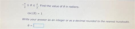 Solved π2θπ2 Find the value of θ in Chegg