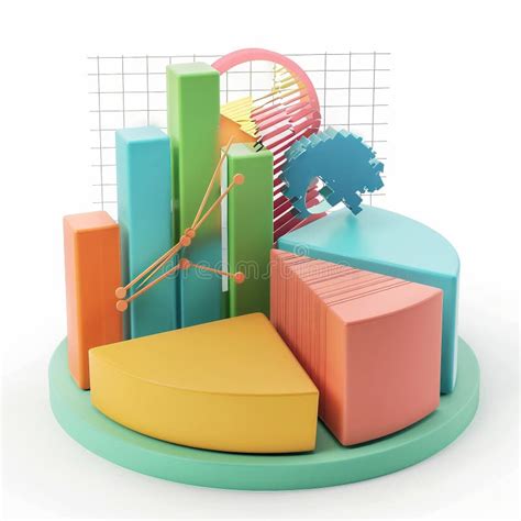 3d Render Icon Pie Chart With Segments Representing Different Stages Of