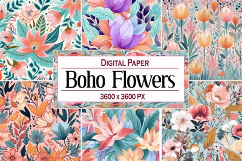 Boho Floral Patterns Graphic By Printable Design · Creative Fabrica