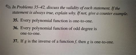 Solved The Number Every Polynomial Function Is One To Chegg