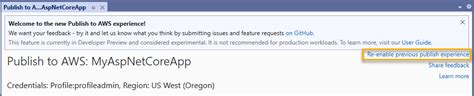 Ability To Upload Image To Ecr From Publish To Aws Experience · Issue