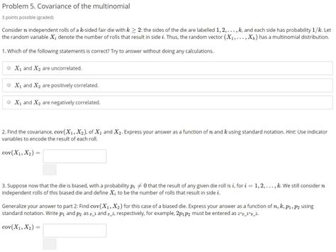 Solved Problem 5 Covariance Of The Multinomial