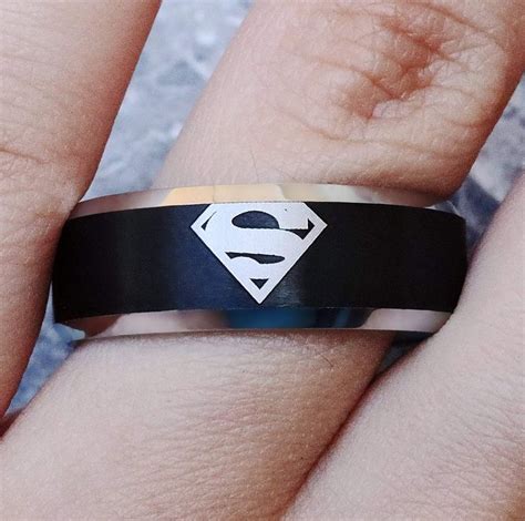 Superman Ring Superhero Wedding Band Superman Jewelry Steel Wedding